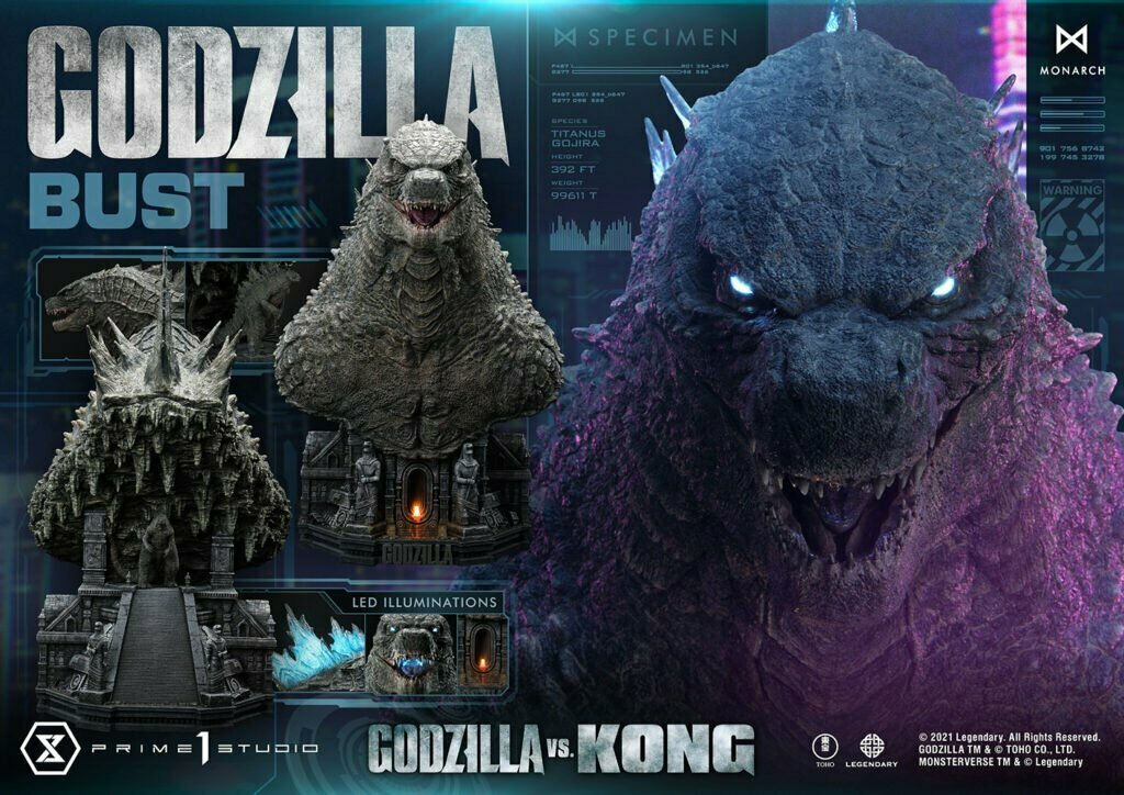Godzilla vs Kong: Godzilla Bust Bonus Version By Prime 1 Studio ...