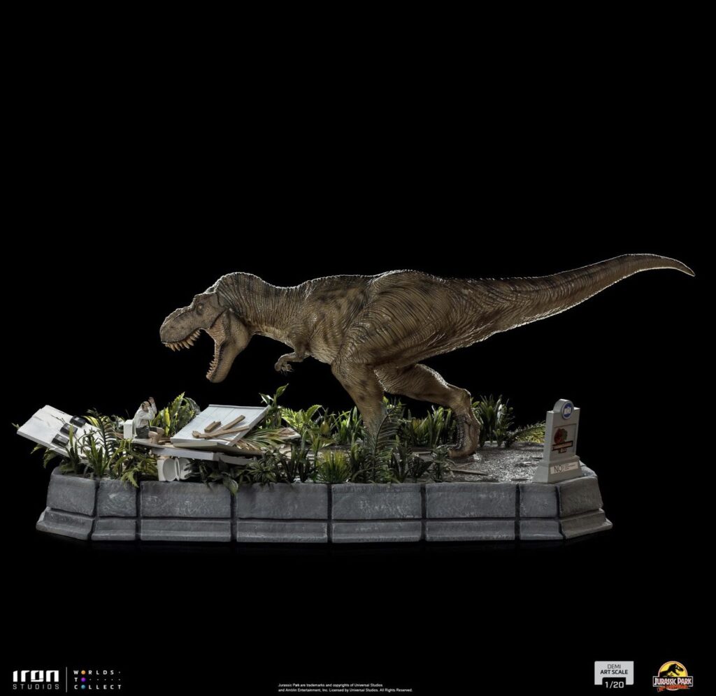 Statue T-Rex attacks Donald Gennaro – Jurassic Park – Demi Scale 1/20 ...