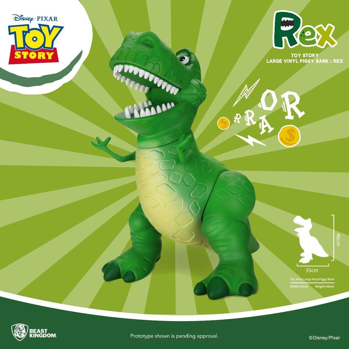 Toy Story Large Vinyl Piggy Bank: Rex – Beast Kingdom - Figuristi Store