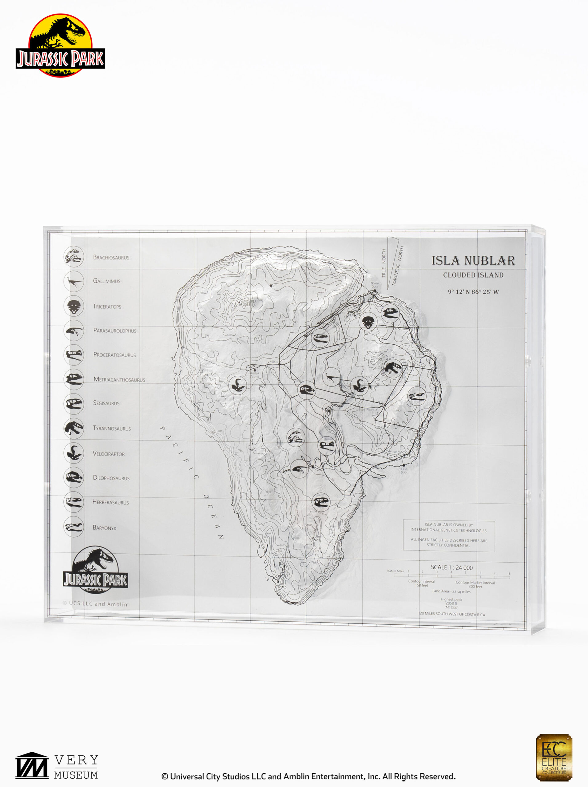 ELITE CREATURE COLLECTIBLES PRESENTS: Jurassic Park Topographic Map ...